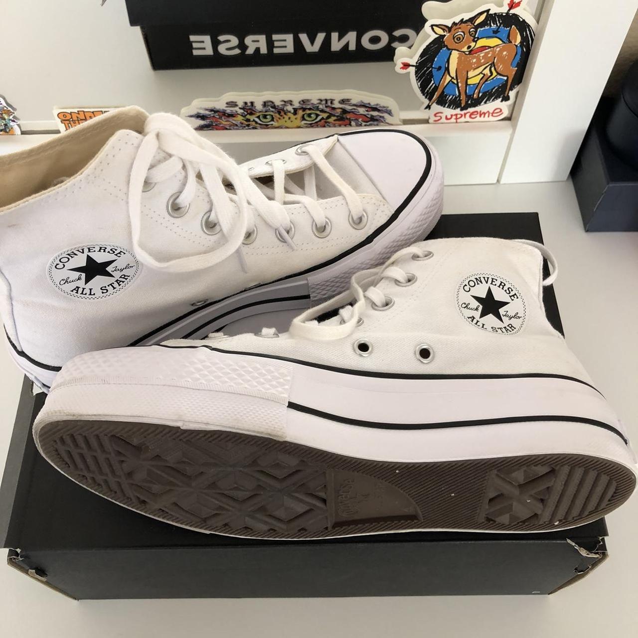 white platform converse in a size 6 only worn a... - Depop