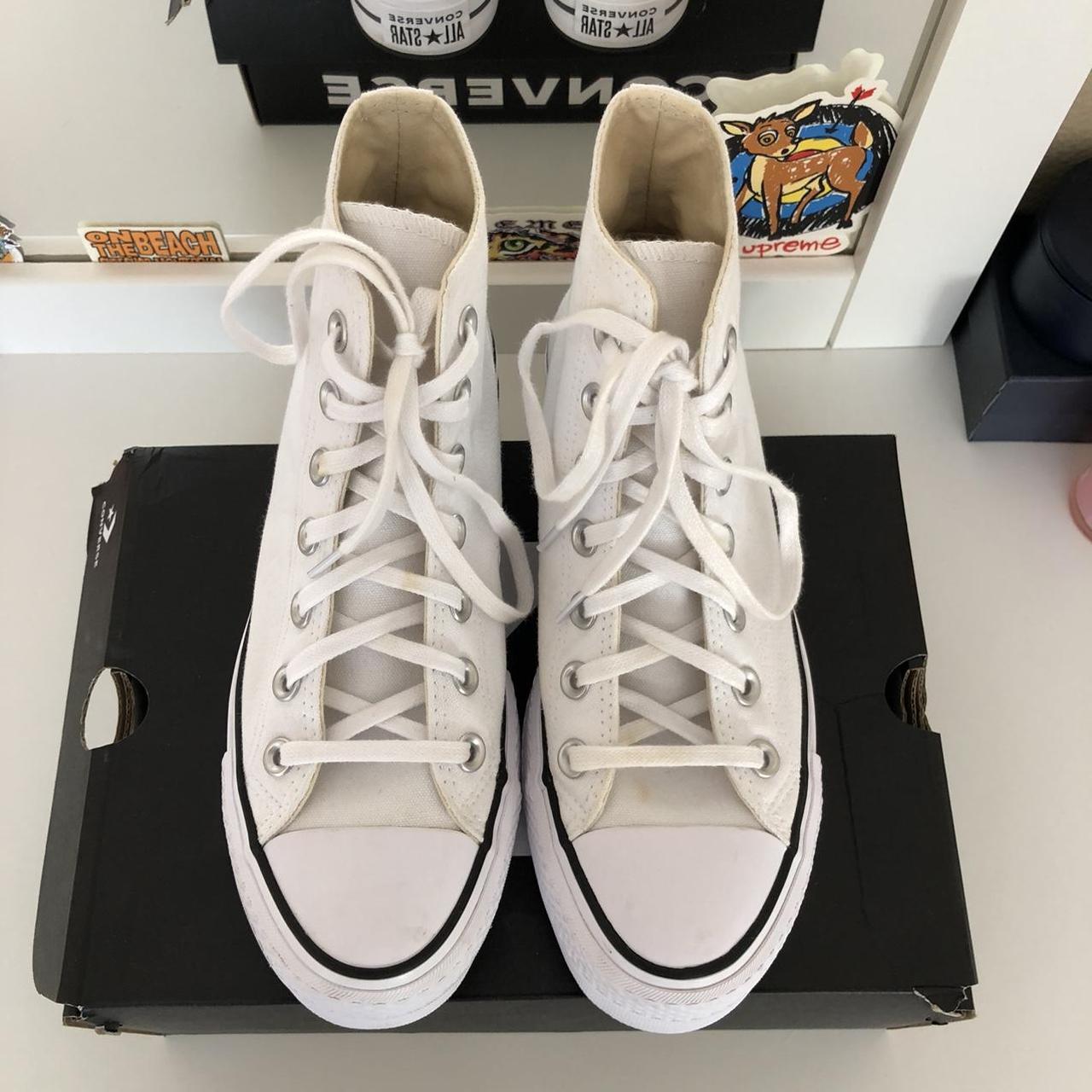 white platform converse in a size 6 only worn a... - Depop
