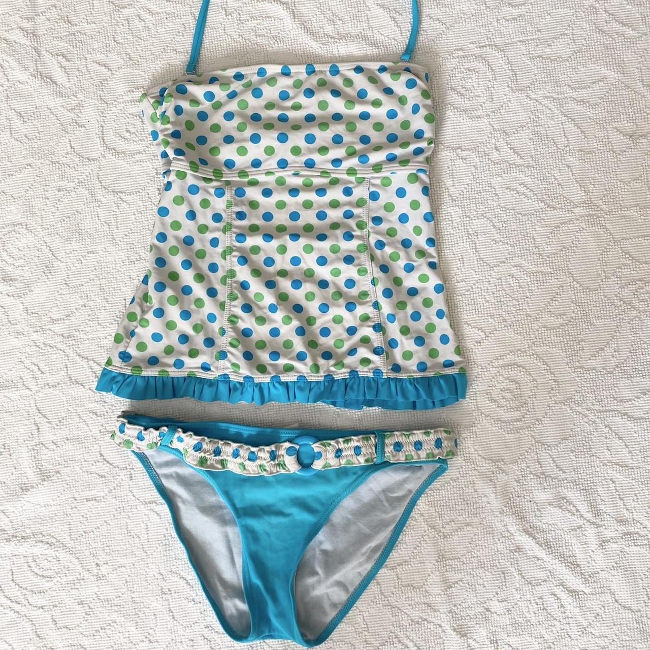 So cute vintage 2000s blue polka dot tankini swim... - Depop