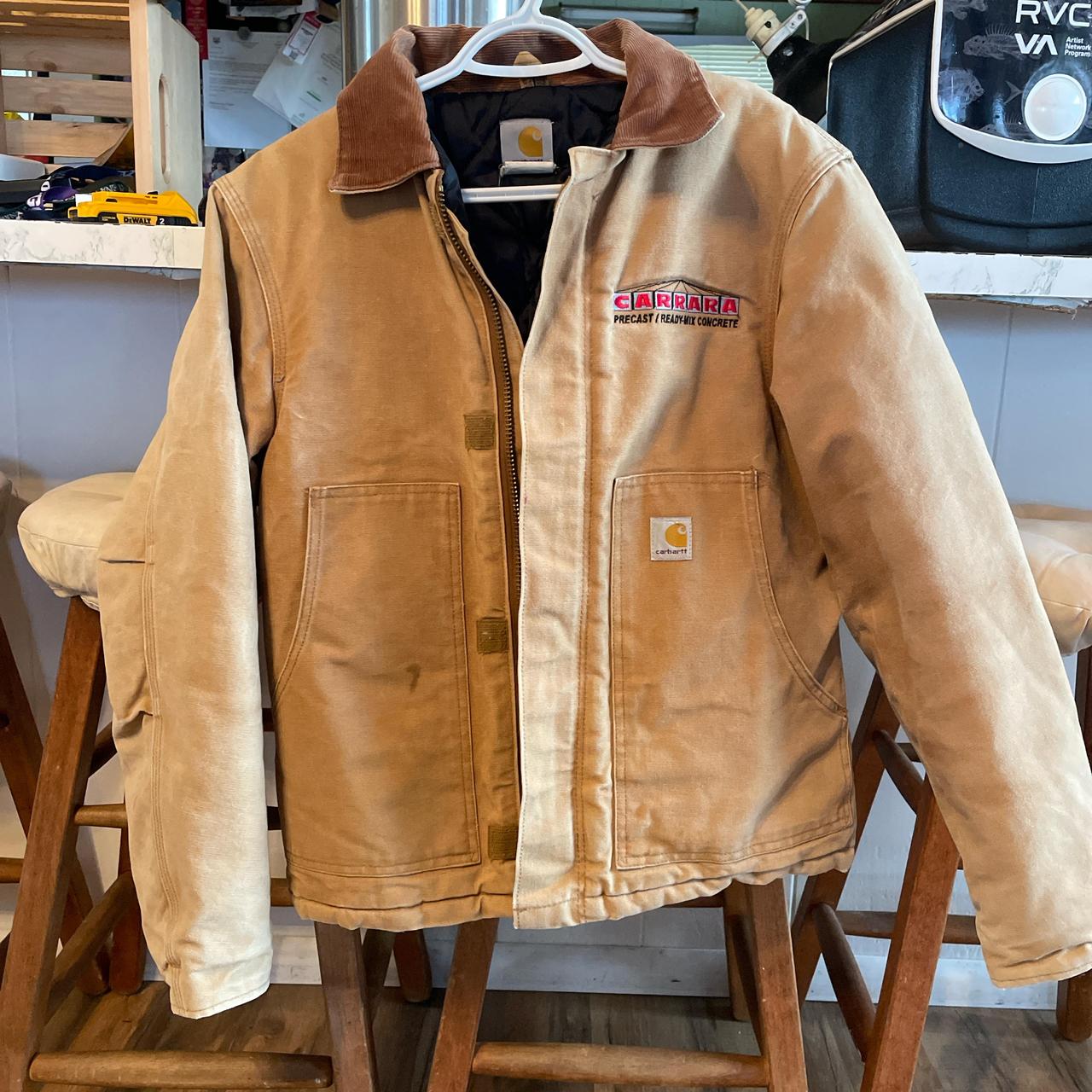 Tan Carhartt vintage work jacket workwear - Depop
