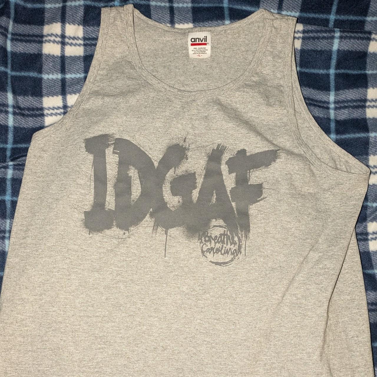 vintage authentic breathe carolina "idgaf" tank. in... - Depop