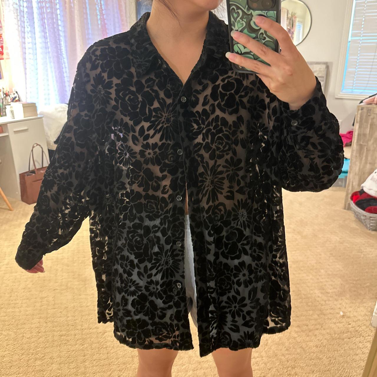 velvet sheer long sleeve in a xxl - Depop