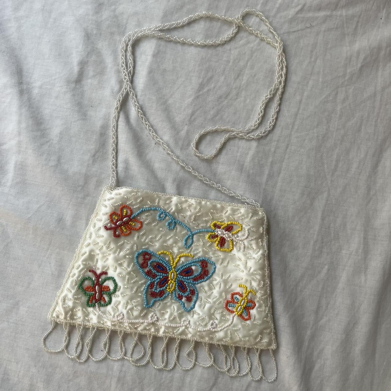 Adorable and unique mini beaded shoulder-bag with... - Depop