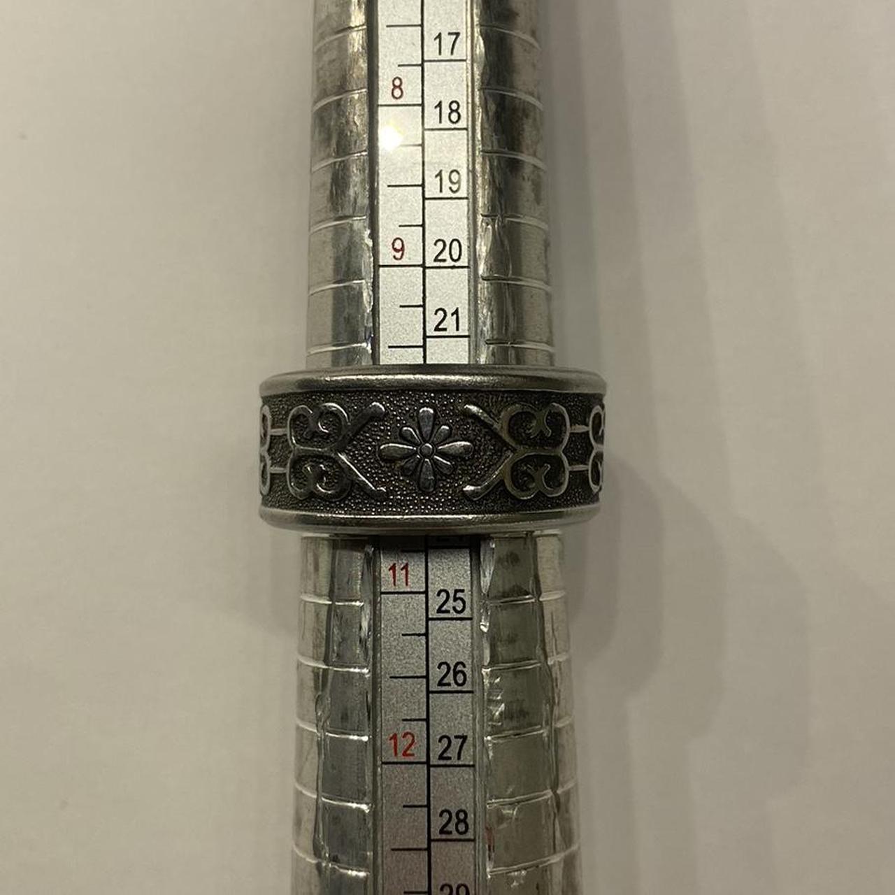 #9 dark floral design spoon ring! - stainless steel... - Depop