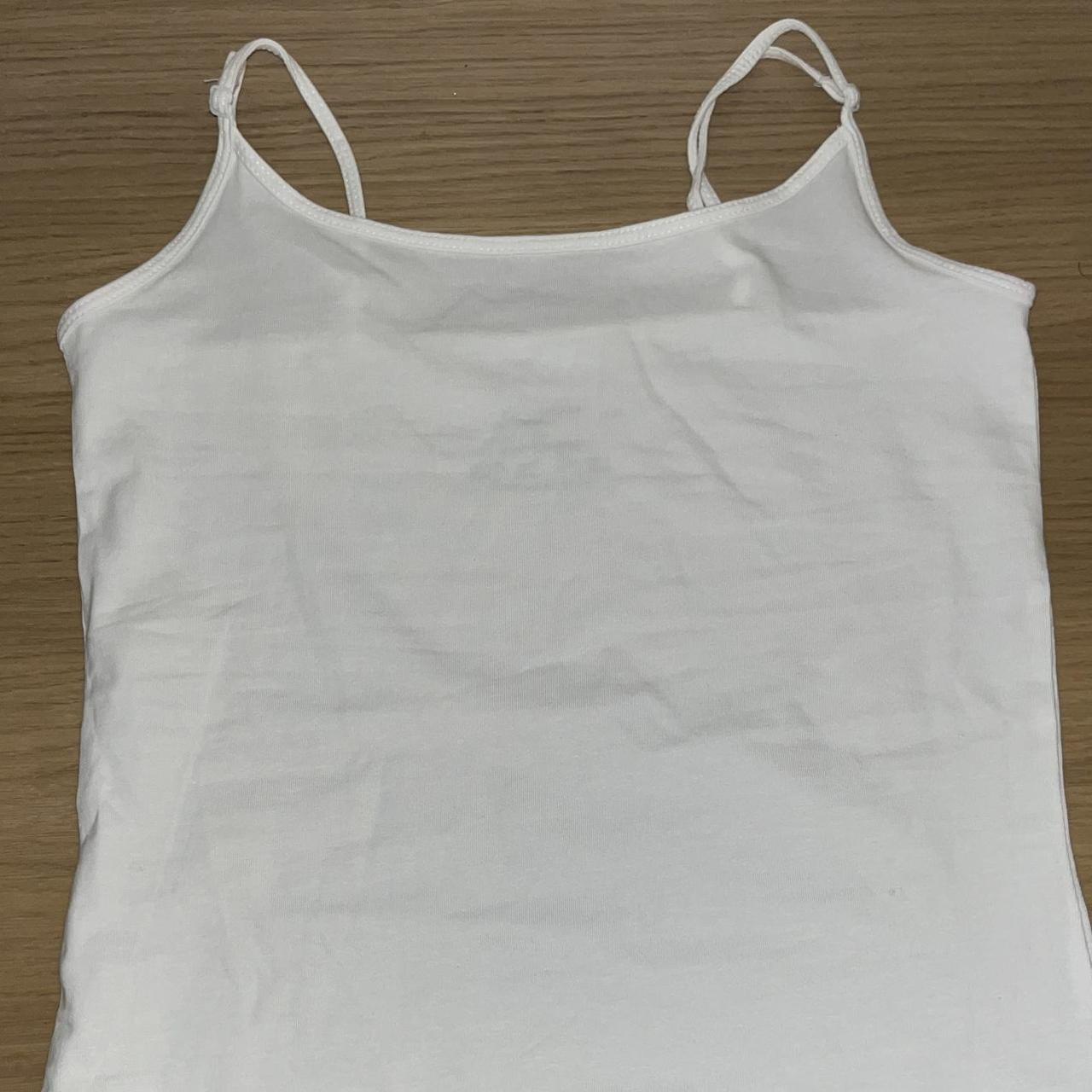 primark white tank top stretch cami size s rarely... - Depop