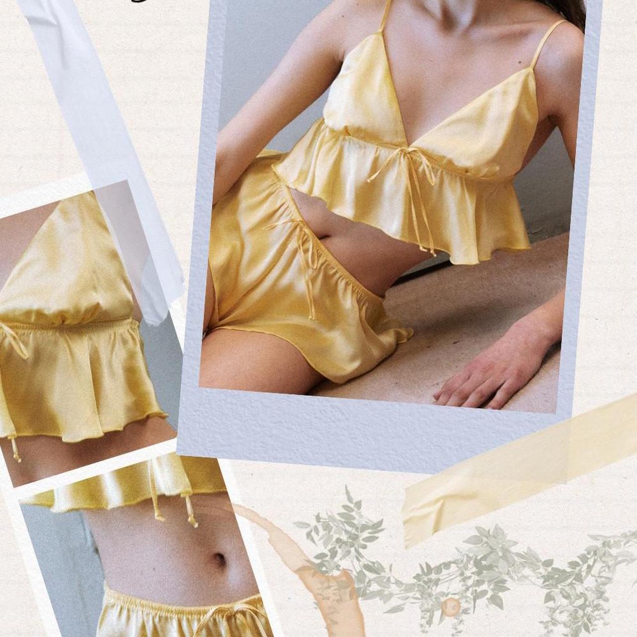 PRIMARK pink satin set pjs/lingerie, thong style.... - Depop