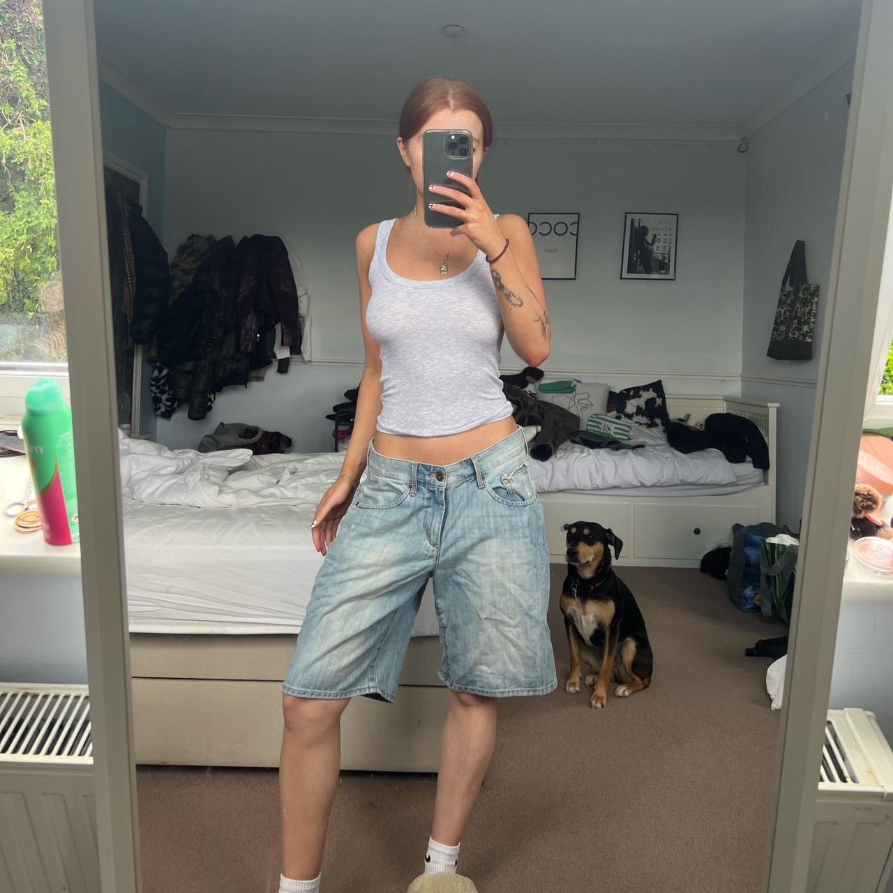 Baggy Low Rise Denim Jorts Long Shorts Depop