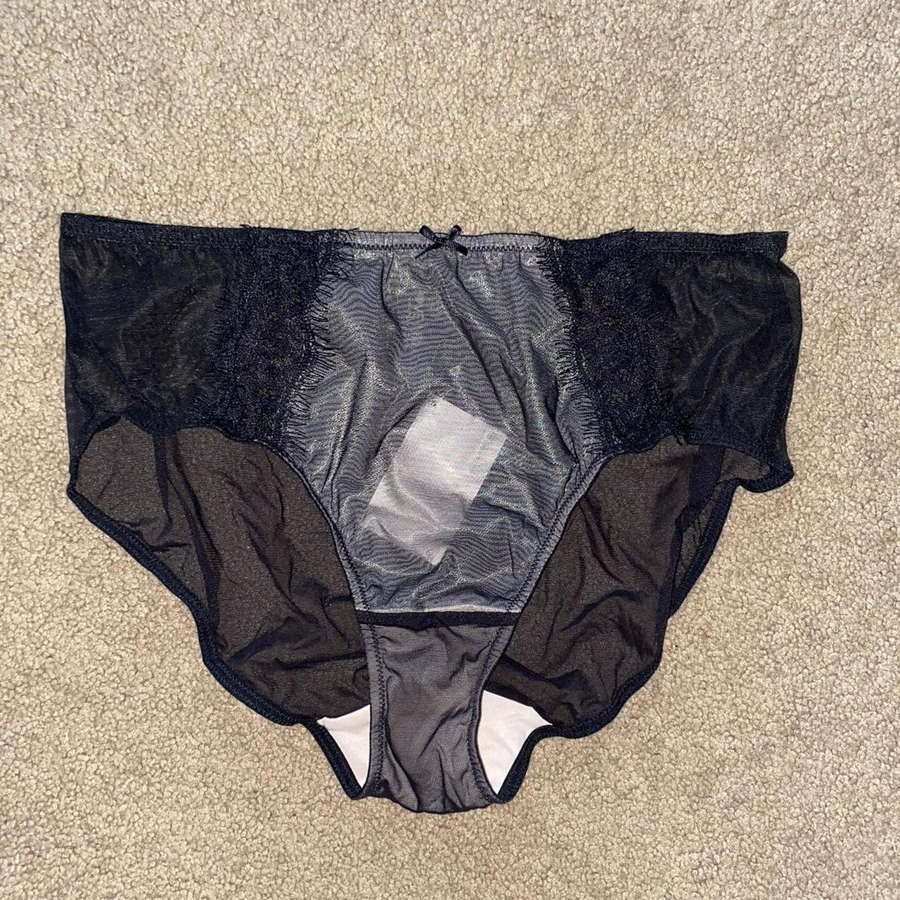 intimo | black & nude mesh brief (size 14) BRAND... - Depop