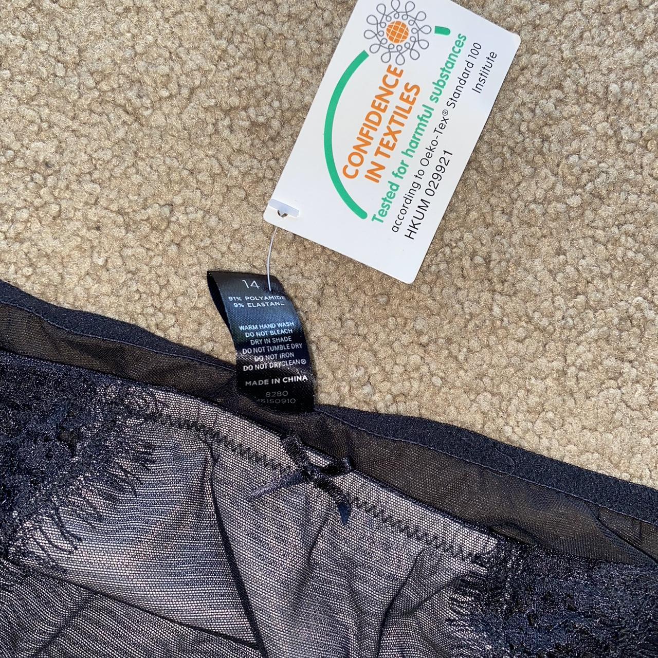 intimo | black & nude mesh brief (size 14) BRAND... - Depop