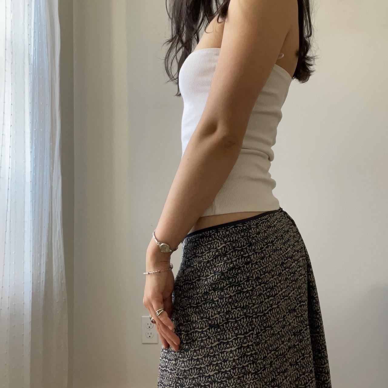 Long white ribbed tube top Size S-M No... | Depop