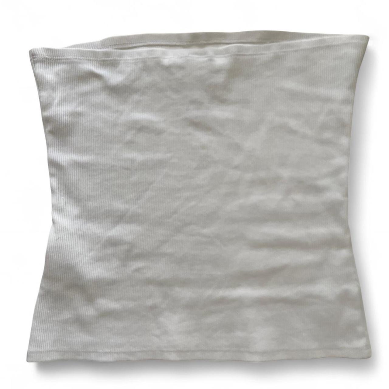 Long white ribbed tube top Size S-M No... | Depop