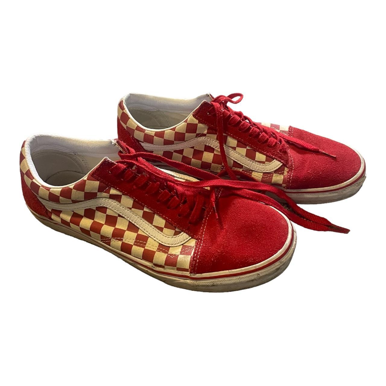 Red checkered lace up Vans! Men’s size 11. Great... - Depop