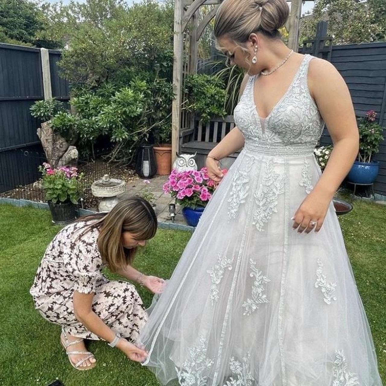 Stunning silver (with pale pink tint) Prom dress... - Depop