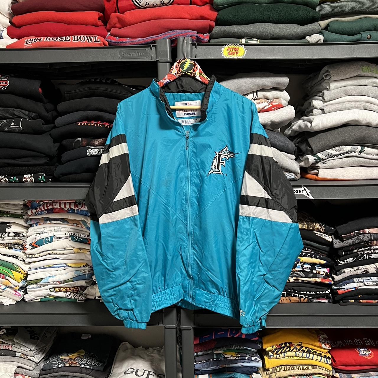 Marlins Fish Florida Windbreaker jacket Starter... - Depop