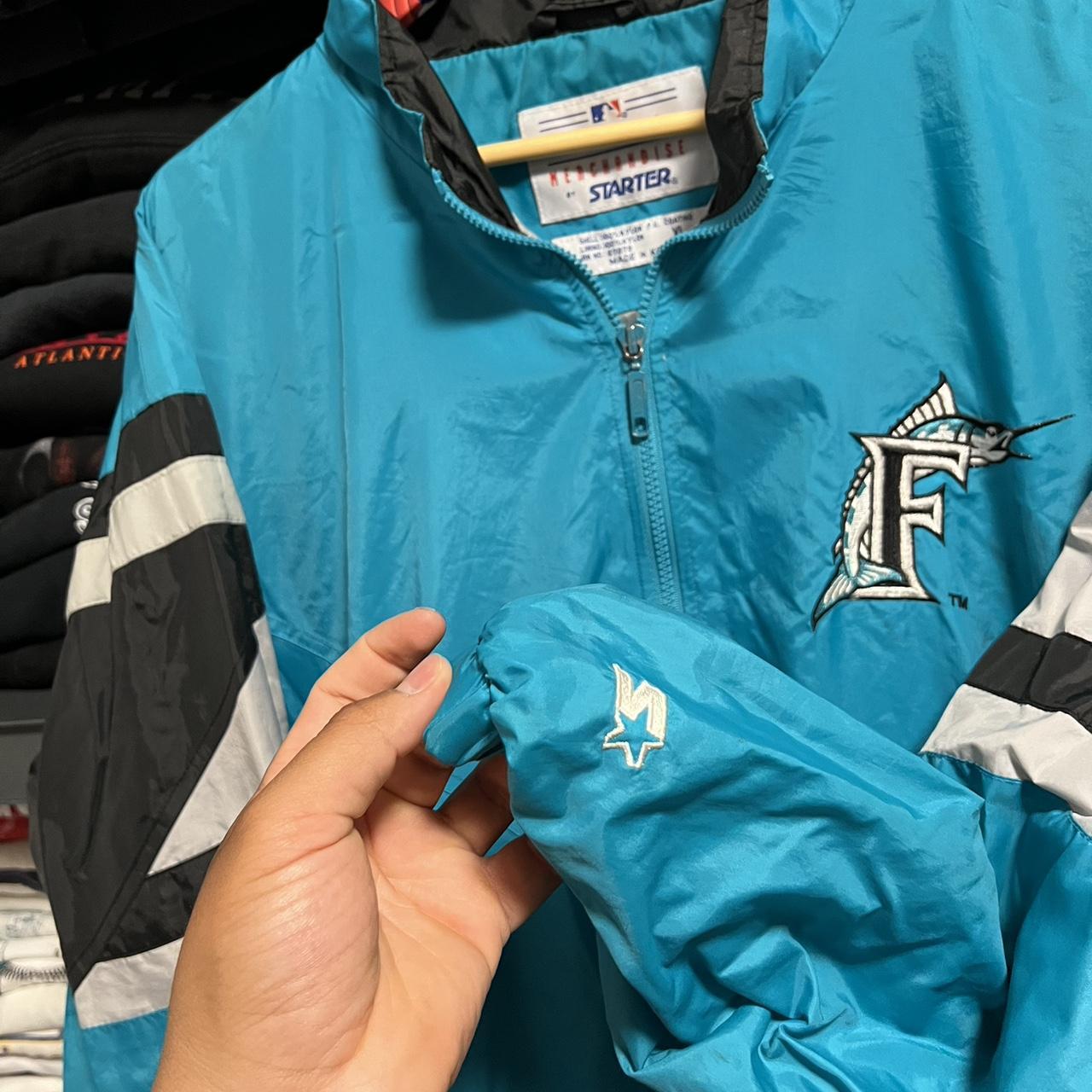 Marlins Fish Florida Windbreaker jacket Starter... - Depop