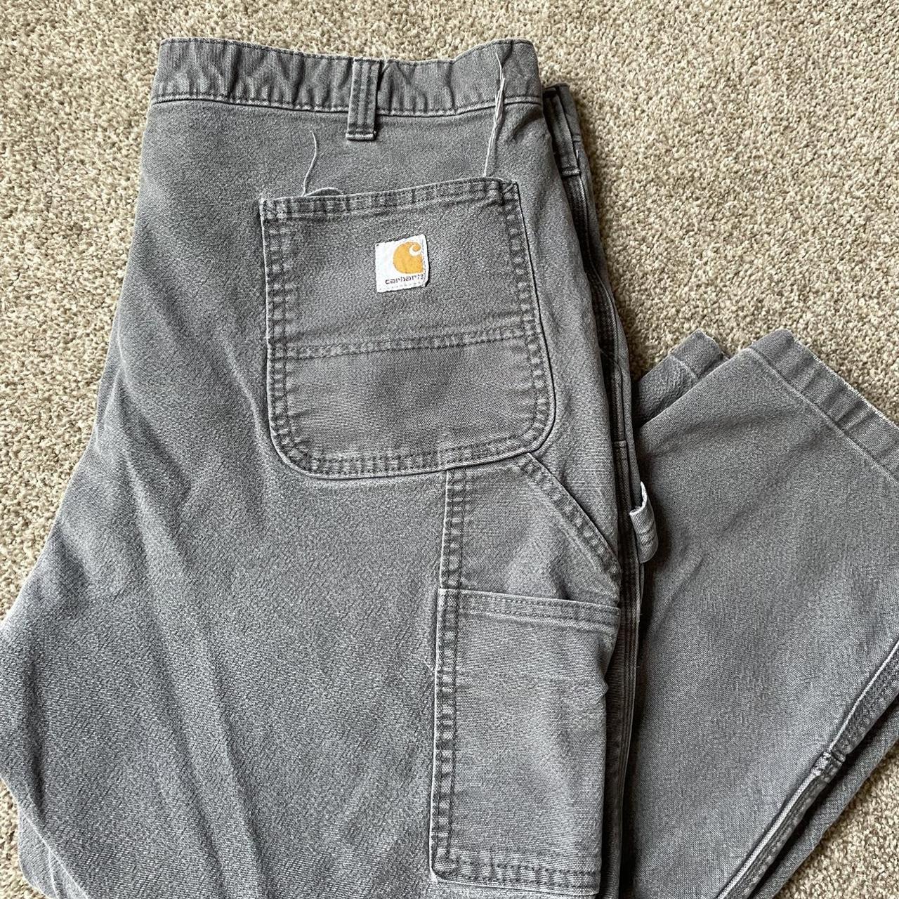 Grey carhartt double knee work pants Size 42x30 No... - Depop