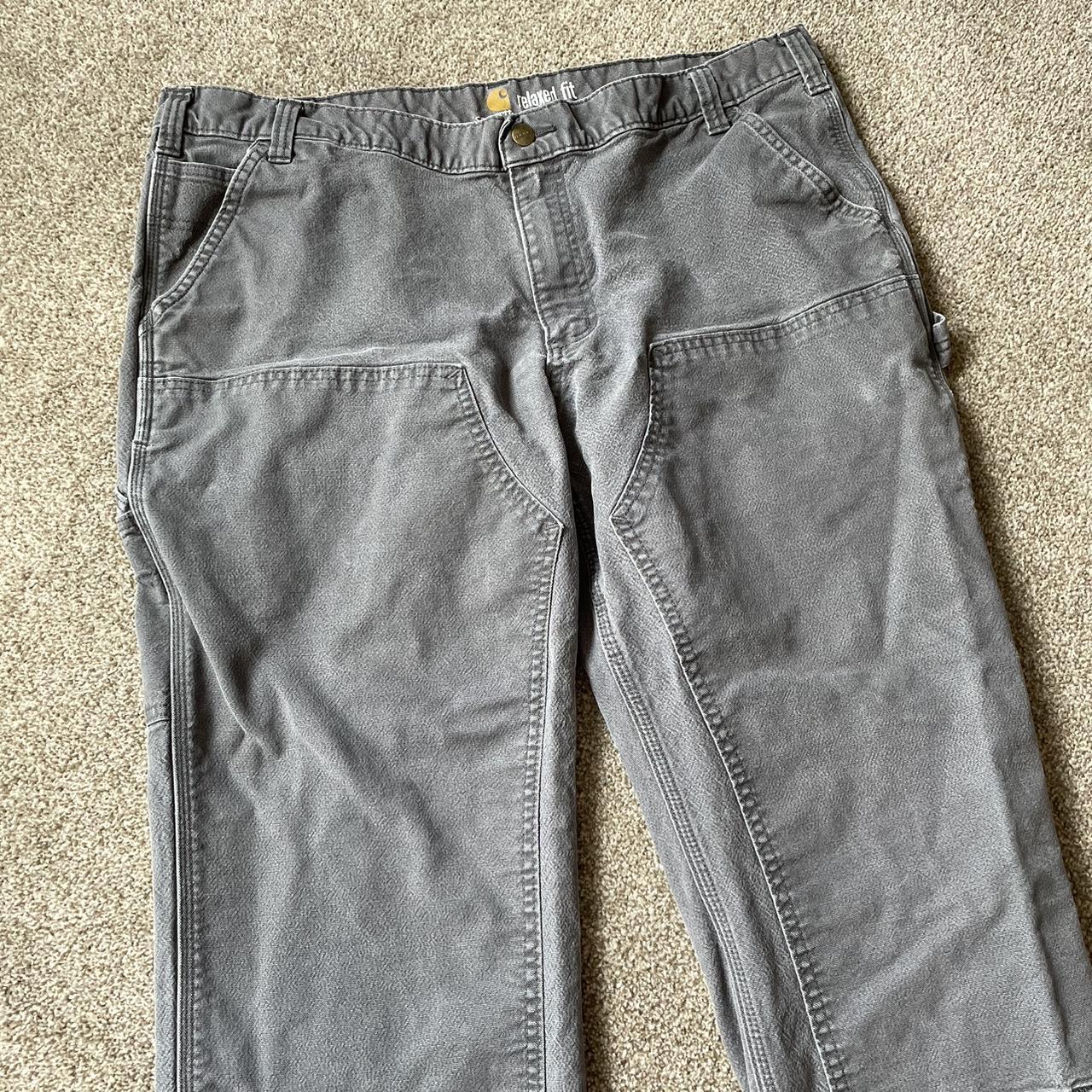 Grey carhartt double knee work pants Size 42x30 No... - Depop
