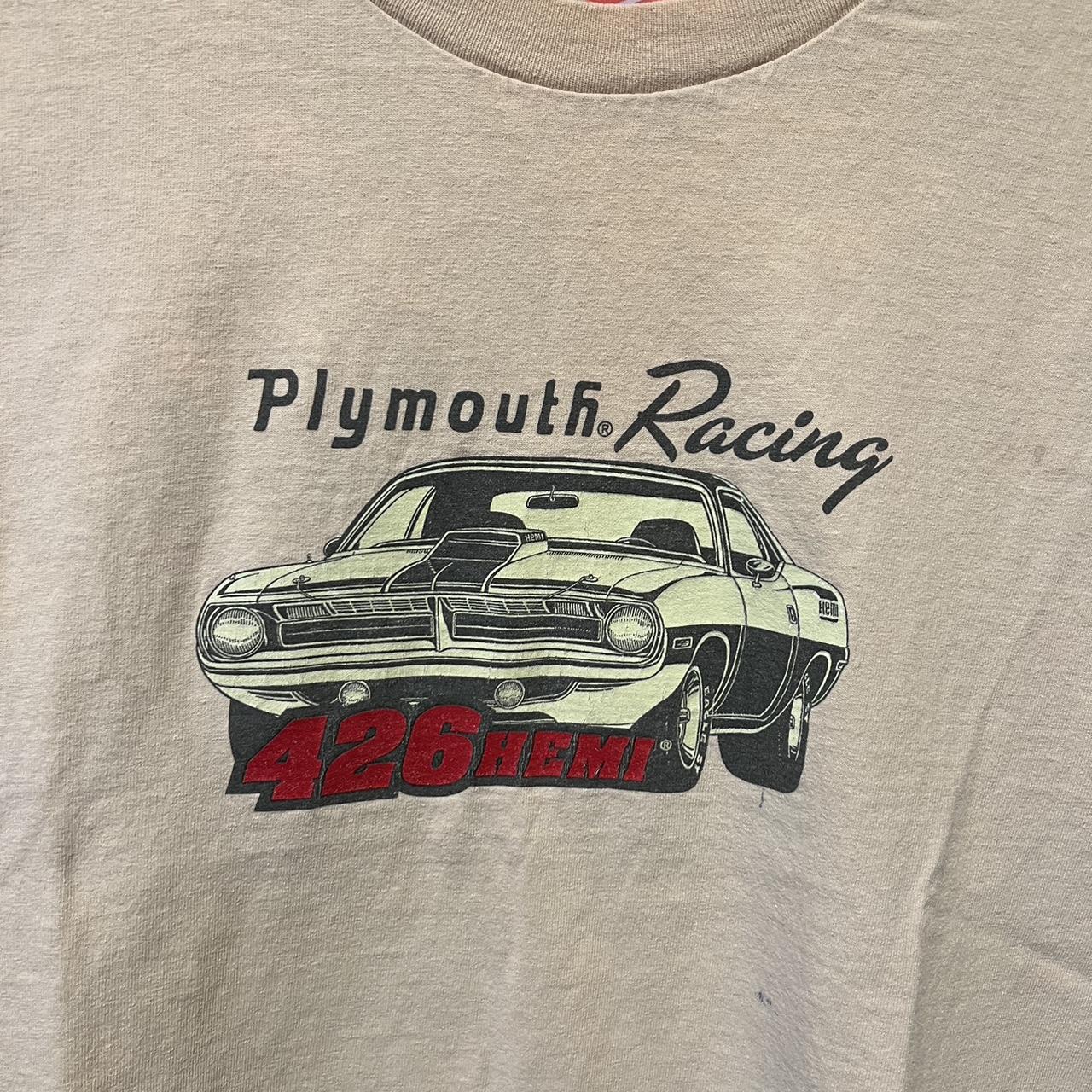 Plymouth Racing car tee Marks as shown Size small - Depop