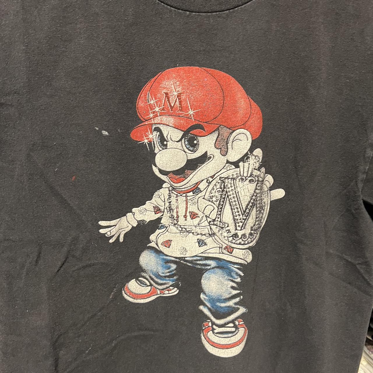 Y2K Gangster Mario Faded Baby Tee 📐18” x 23” - Depop