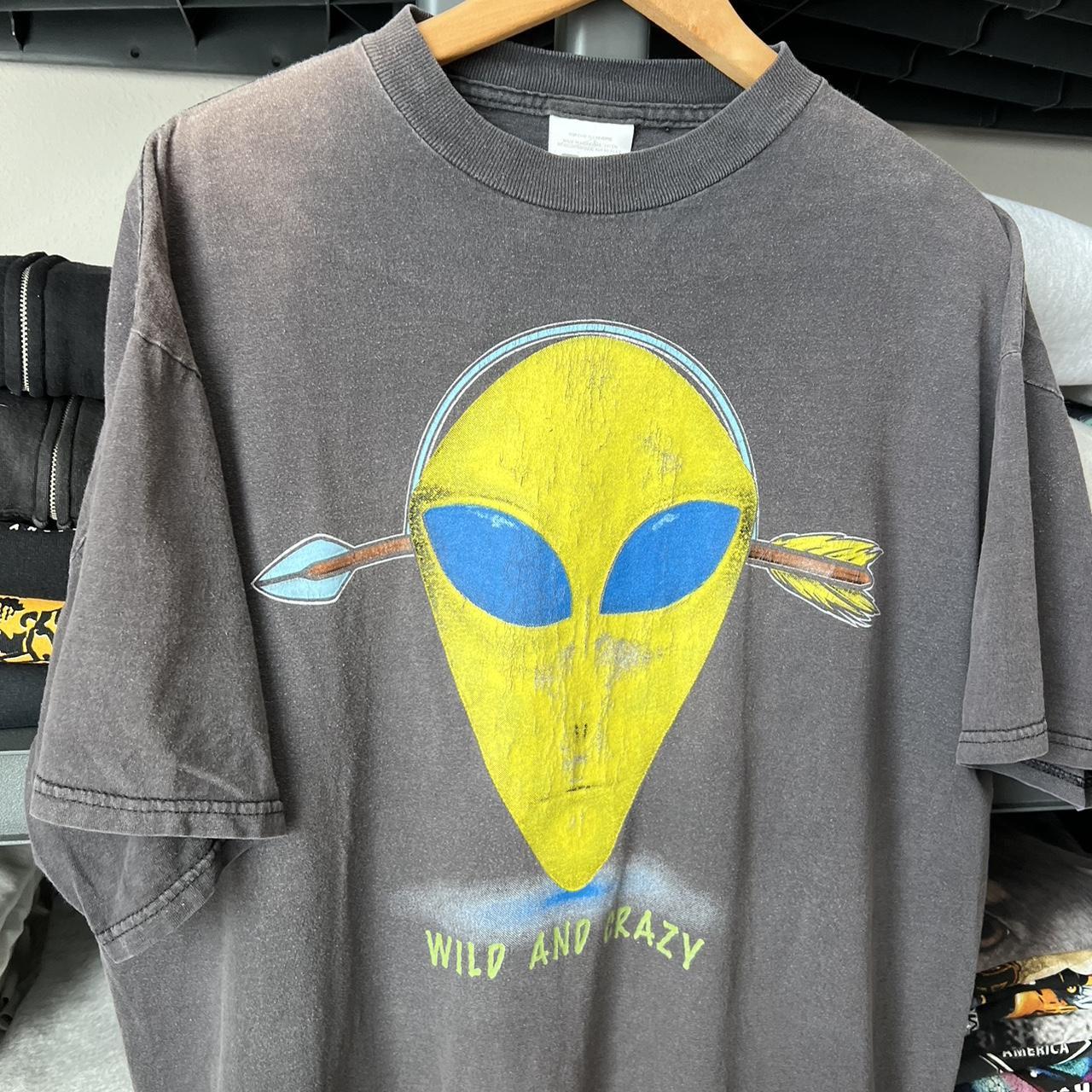 Alien Faded Vintage Wild & Crazy Tee SZ XL #alien - Depop