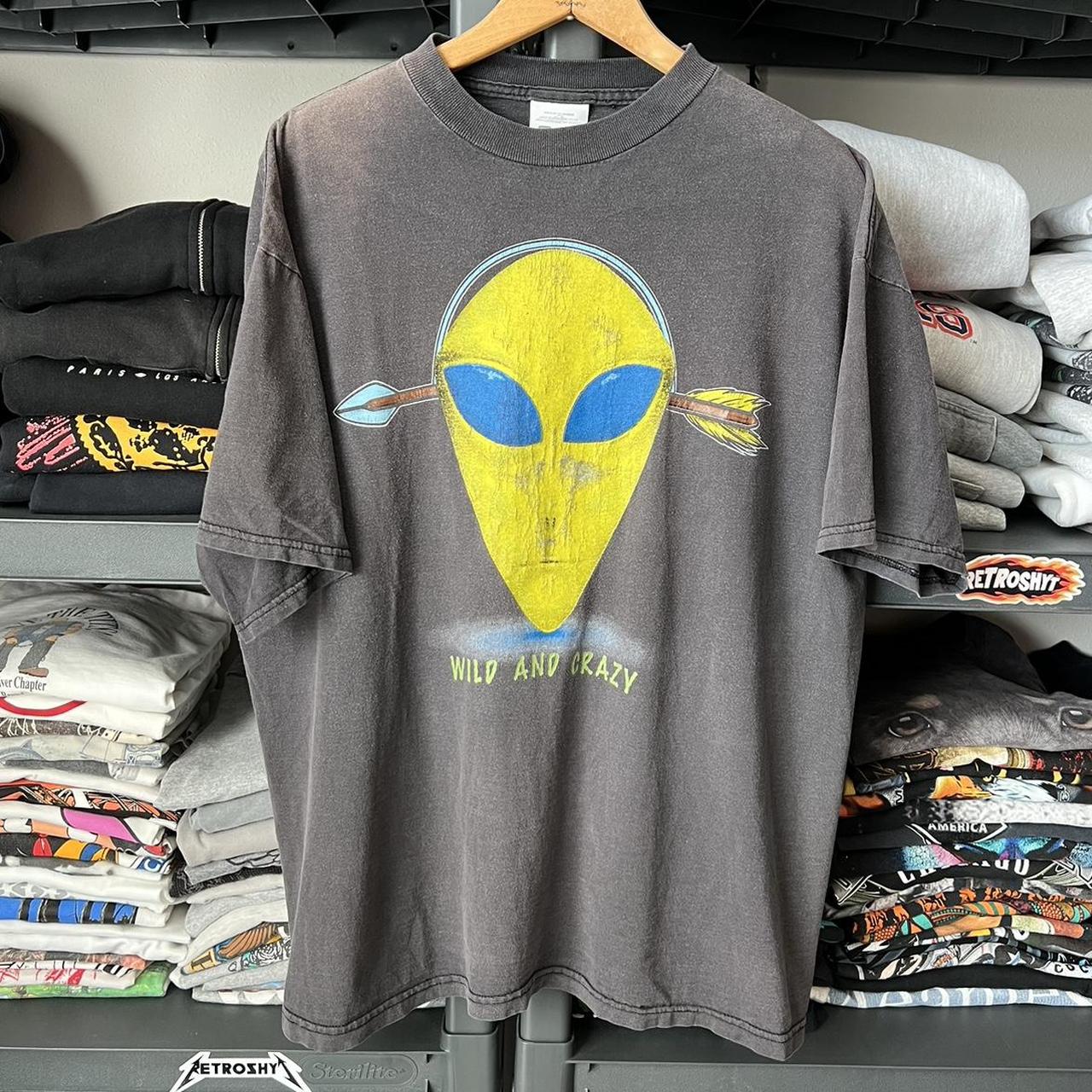 Alien Faded Vintage Wild & Crazy Tee SZ XL #alien - Depop