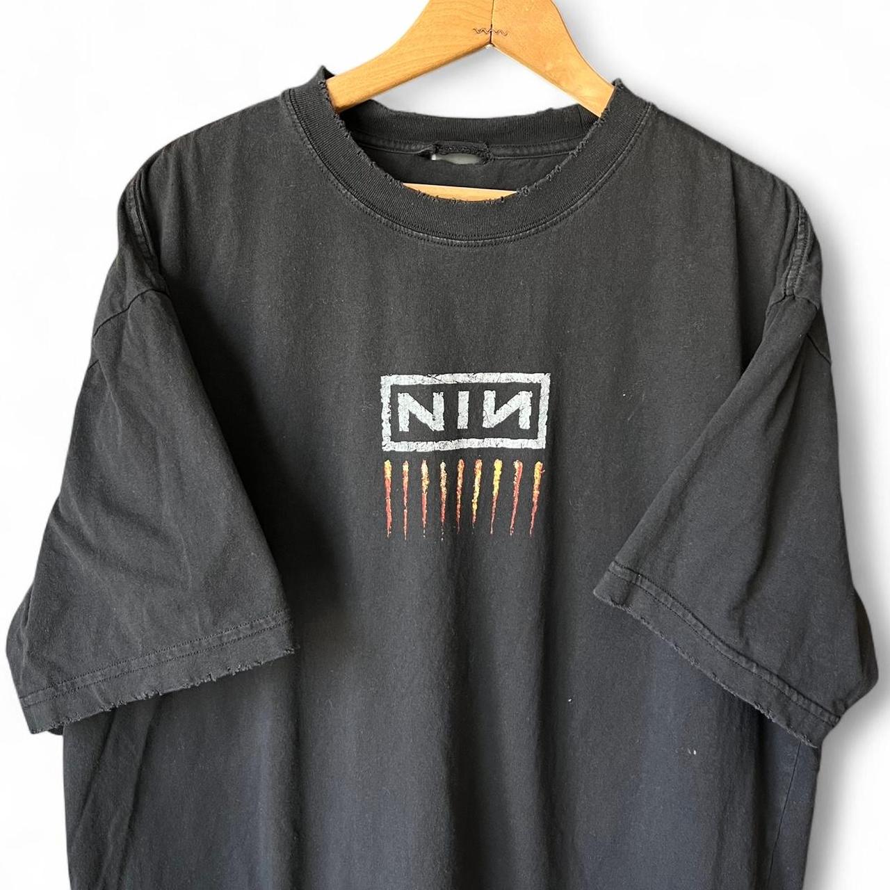 NiN Nine Inch Nails Band Tee Distressed SZ XL 📐24”... | Depop
