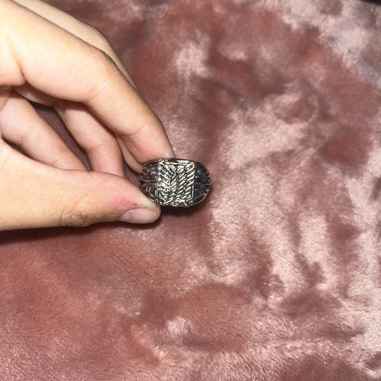 Aot attack on titan silver ring (the back has rusted... | Depop