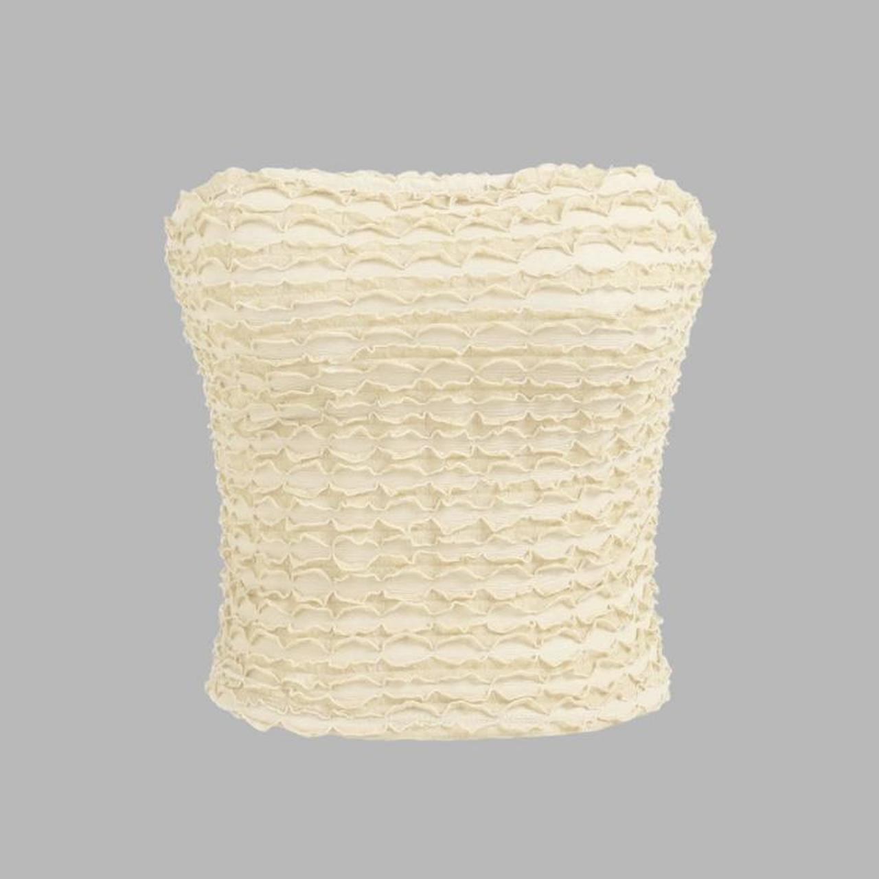 NTW beige ruffle tube top - size xs - super cute... - Depop
