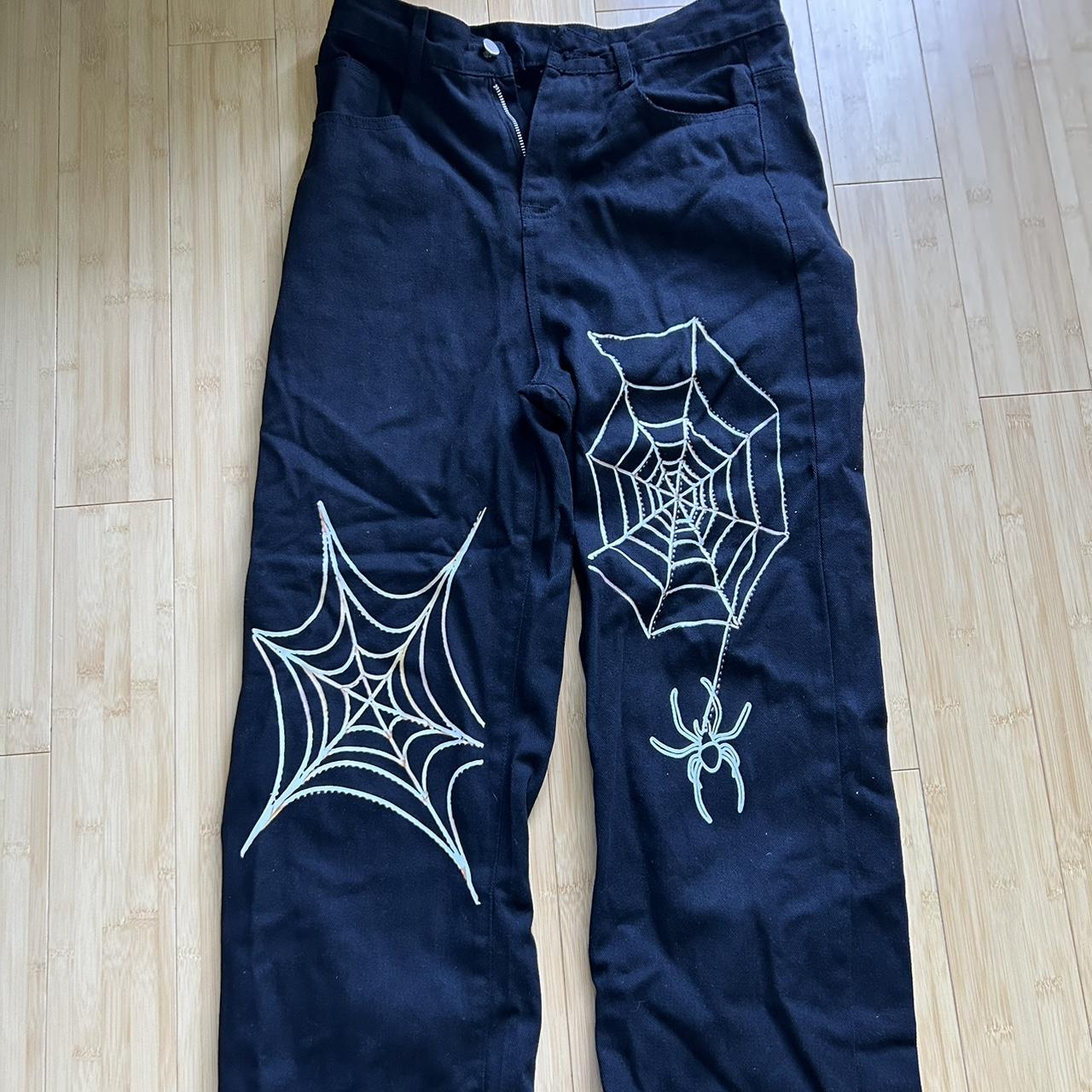 Spiderweb jeans Size medium (30 waist 32... - Depop