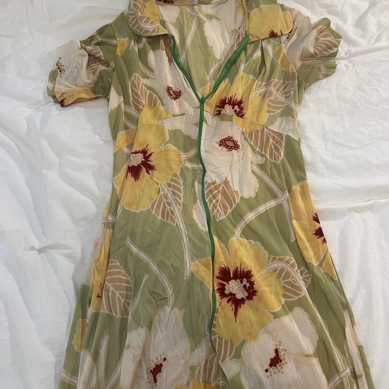 1970s long multi colored zip up sundress - Depop