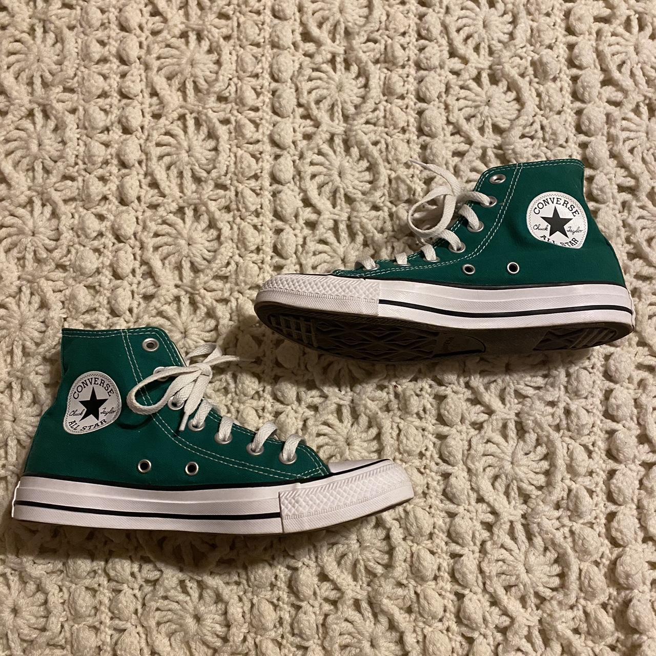 Green high top converse Only worn once or twice, in... - Depop