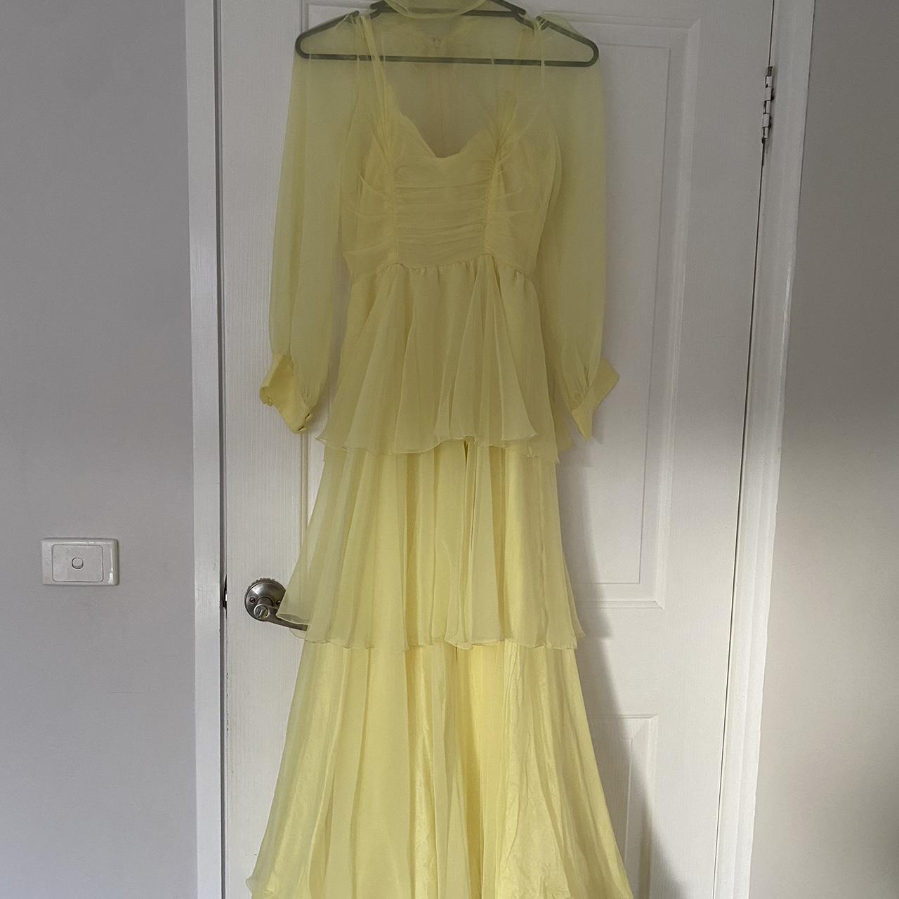 Genuine Vintage 60’s Hand Made Chiffon Lemon Yellow... - Depop