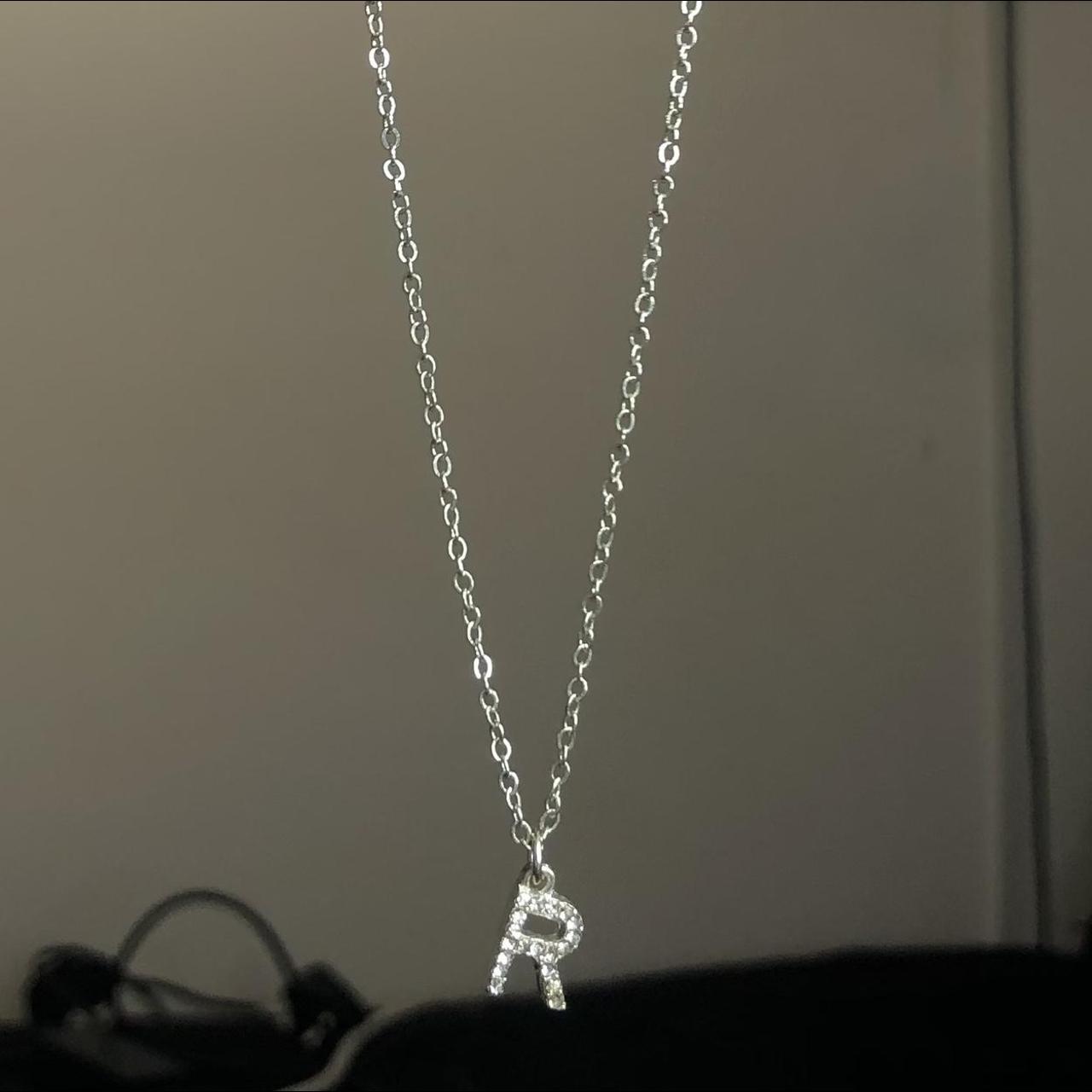 Letter R necklace #letterR #silver #silvernecklace... - Depop