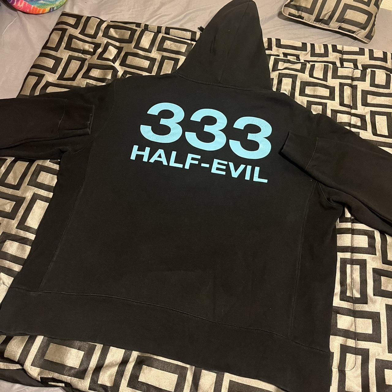 Half Evil Blue Forever Logo Hoodie December... - Depop