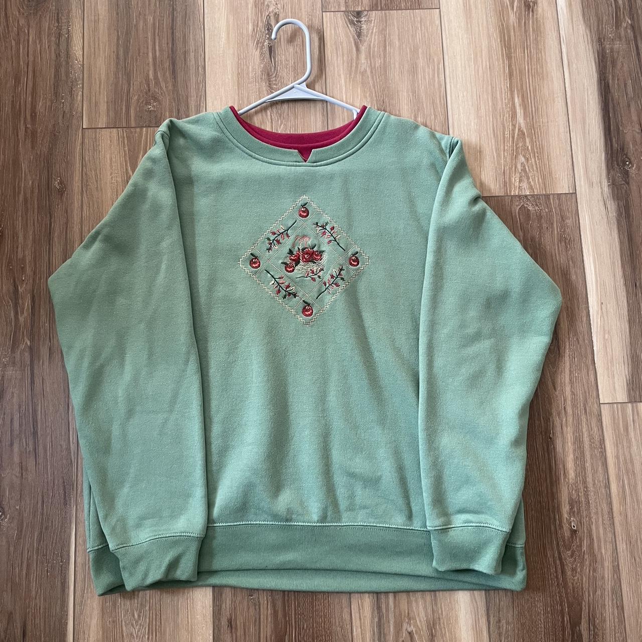 Apple sweater - vintage Green sweater with apples /... - Depop