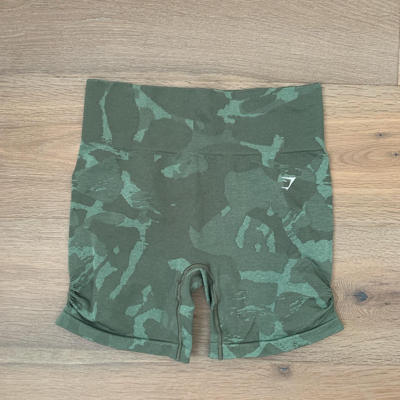 Green camo gymshark biker spandex athletic shorts - Depop