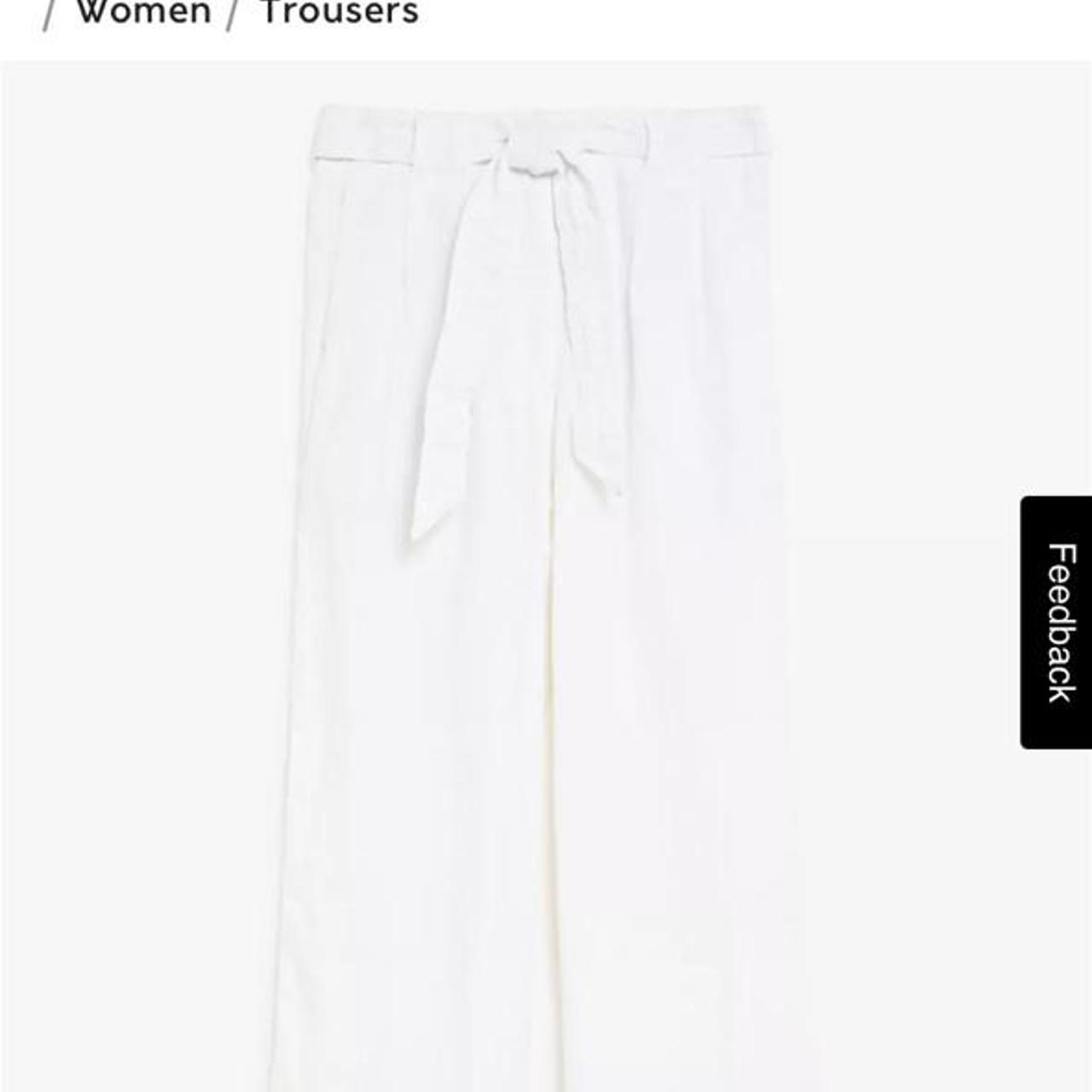 White linen trousers Never worn but been taken up... - Depop