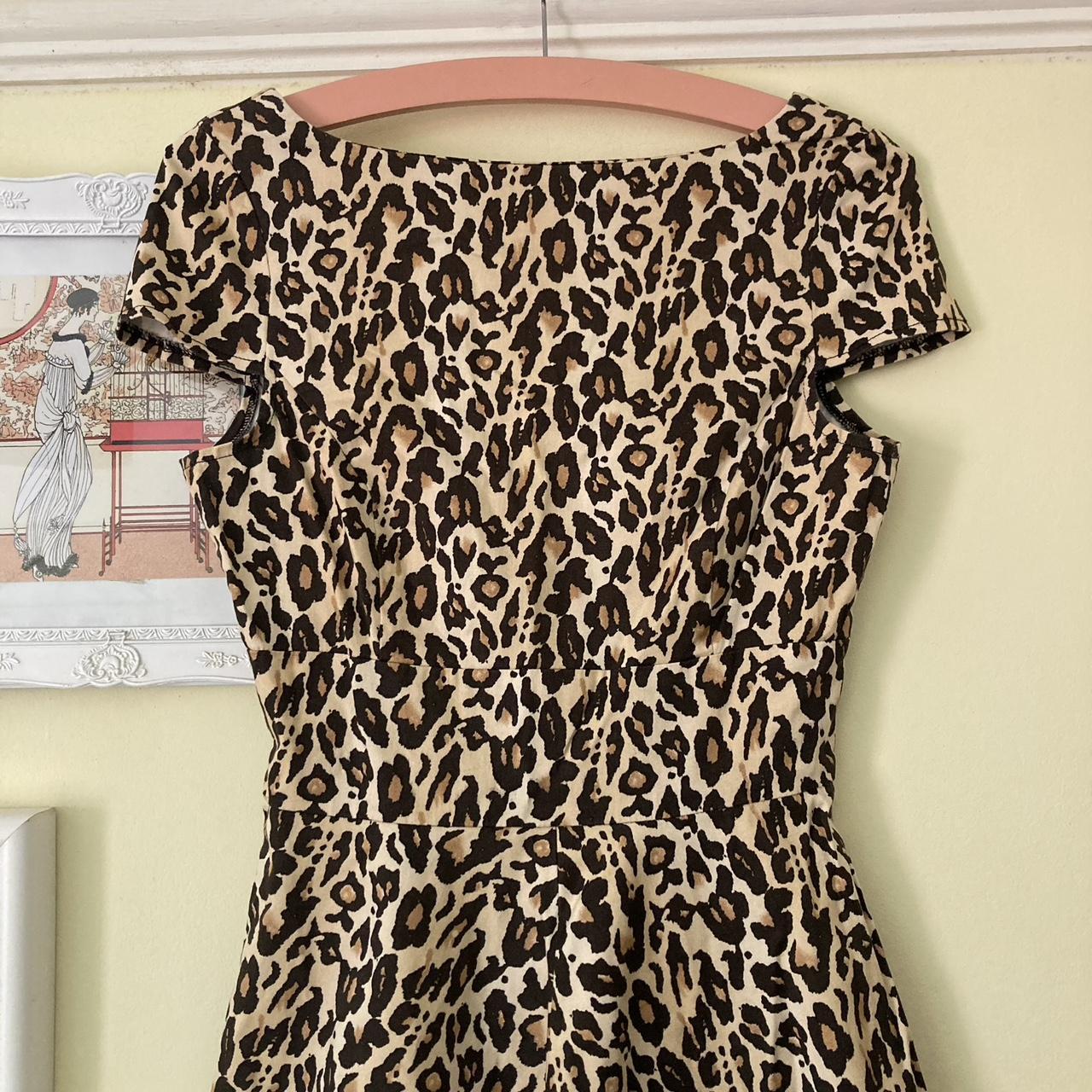 Leopard print 50s style dress Bardot neckline,... | Depop