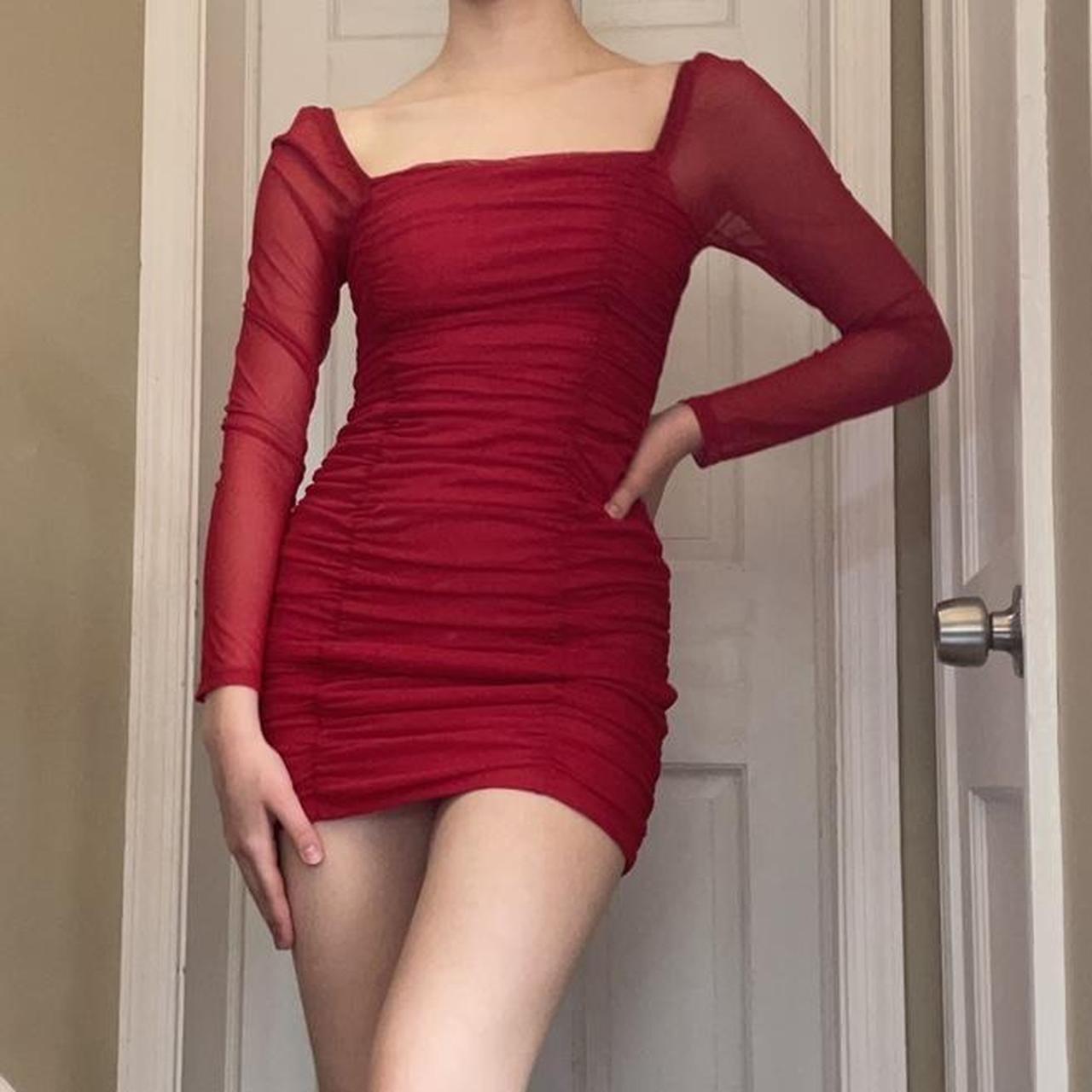 gorgeous bodycon red mini dress size small has some... - Depop
