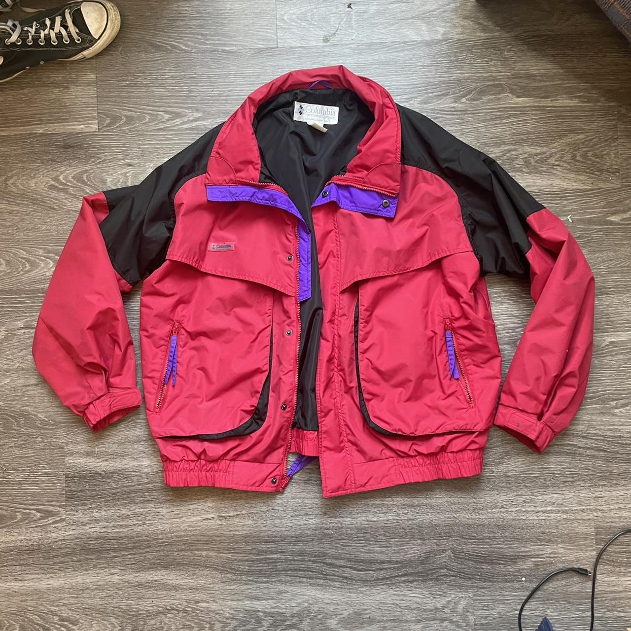 Red Retro Columbia Jacket, size XL, good... - Depop