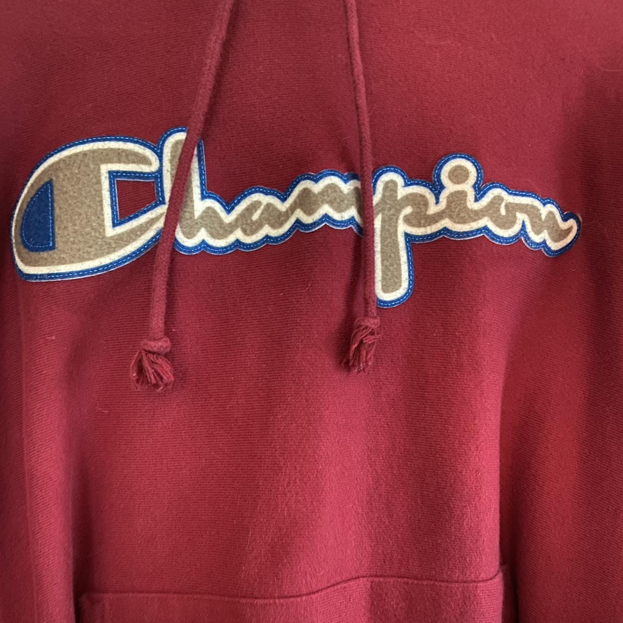 Red champion hoodie! Super thick and cozy and has... - Depop