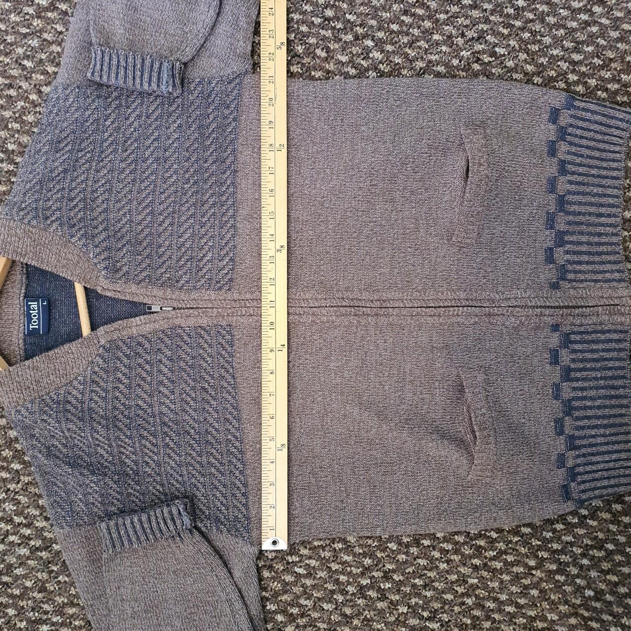 Vintage Tootal zip up brown Cardigan with abstract... - Depop