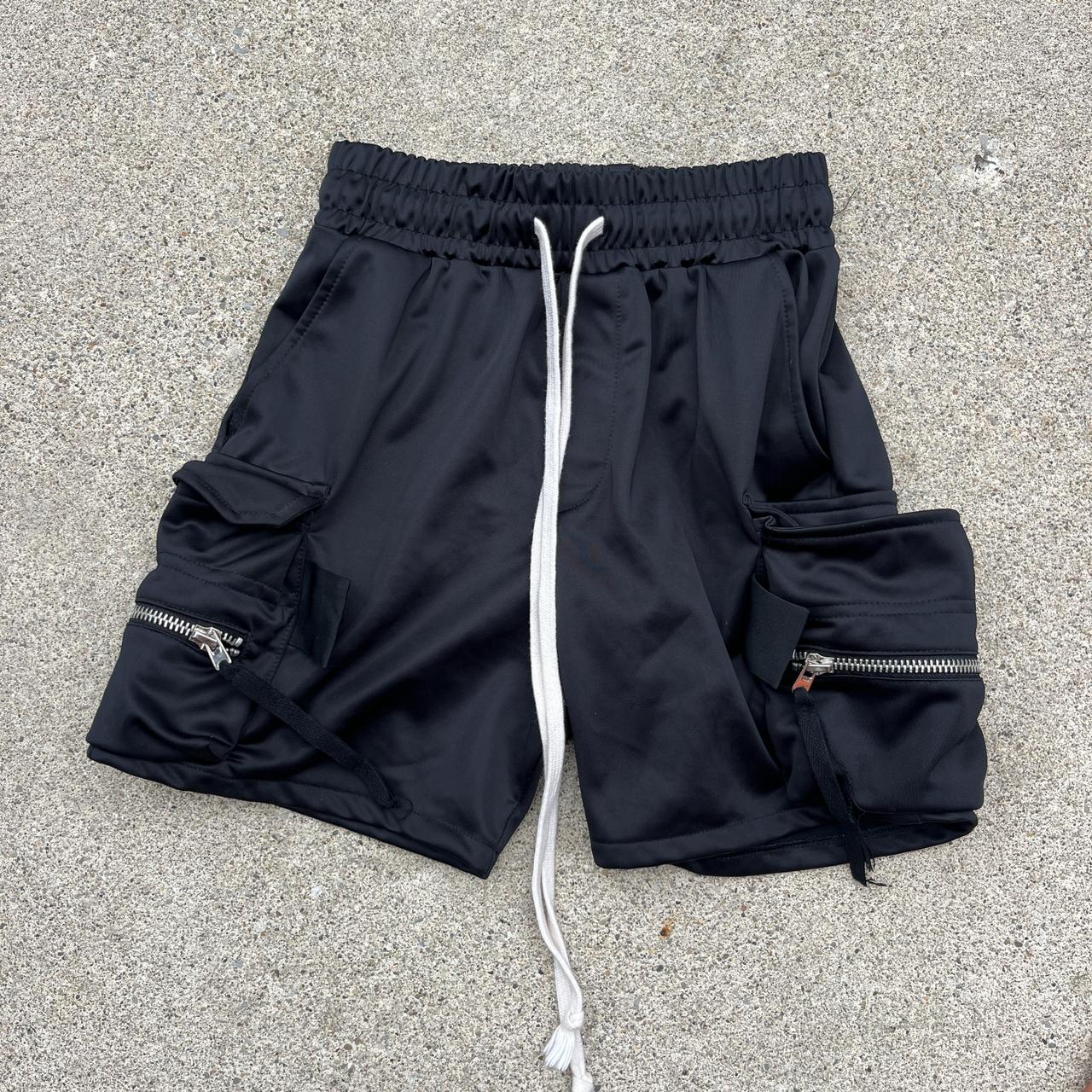 MNML Cargo Shorts All Black Size XS Amazing Quality... - Depop