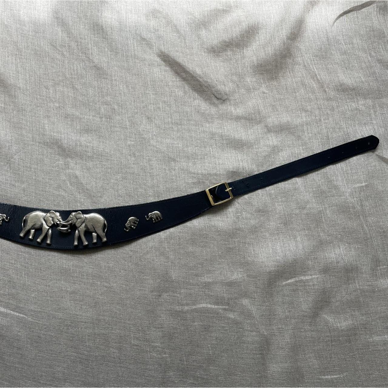 Vintage Elephant Leather Belt Size S Silver... - Depop