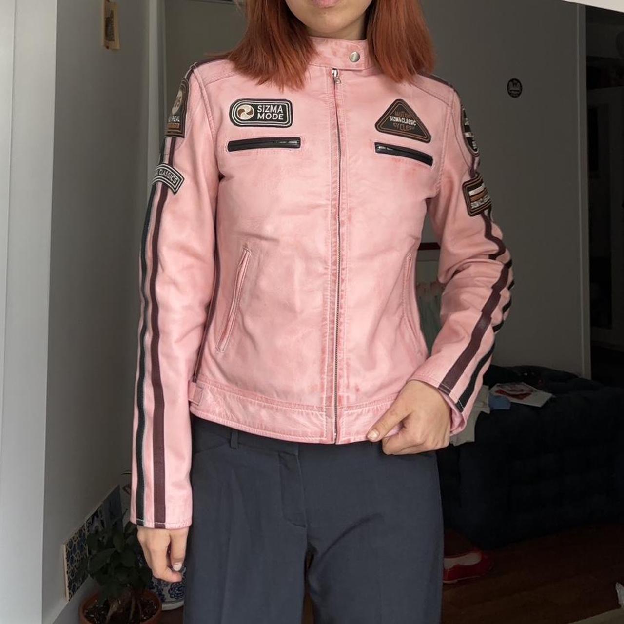 baby pink leather motorcycle jacket - nwt - london’s... - Depop