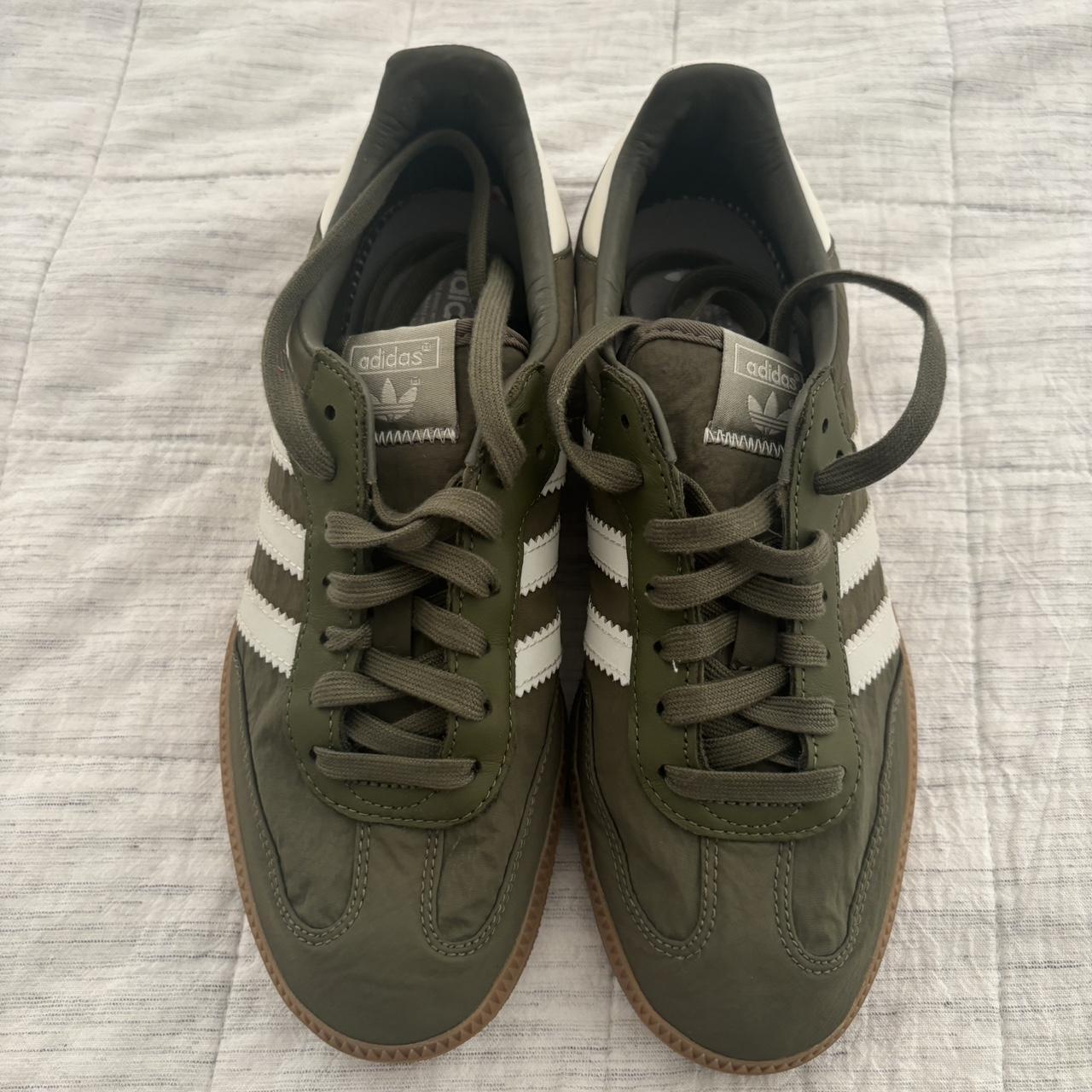 Army green Adidas Sambas. Worn once before. Original... - Depop