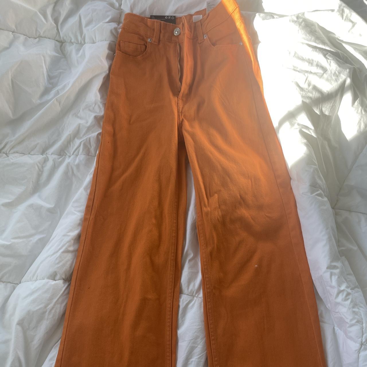Orange H&M Wide Legged/ High Waisted Jeans Size 0 - Depop