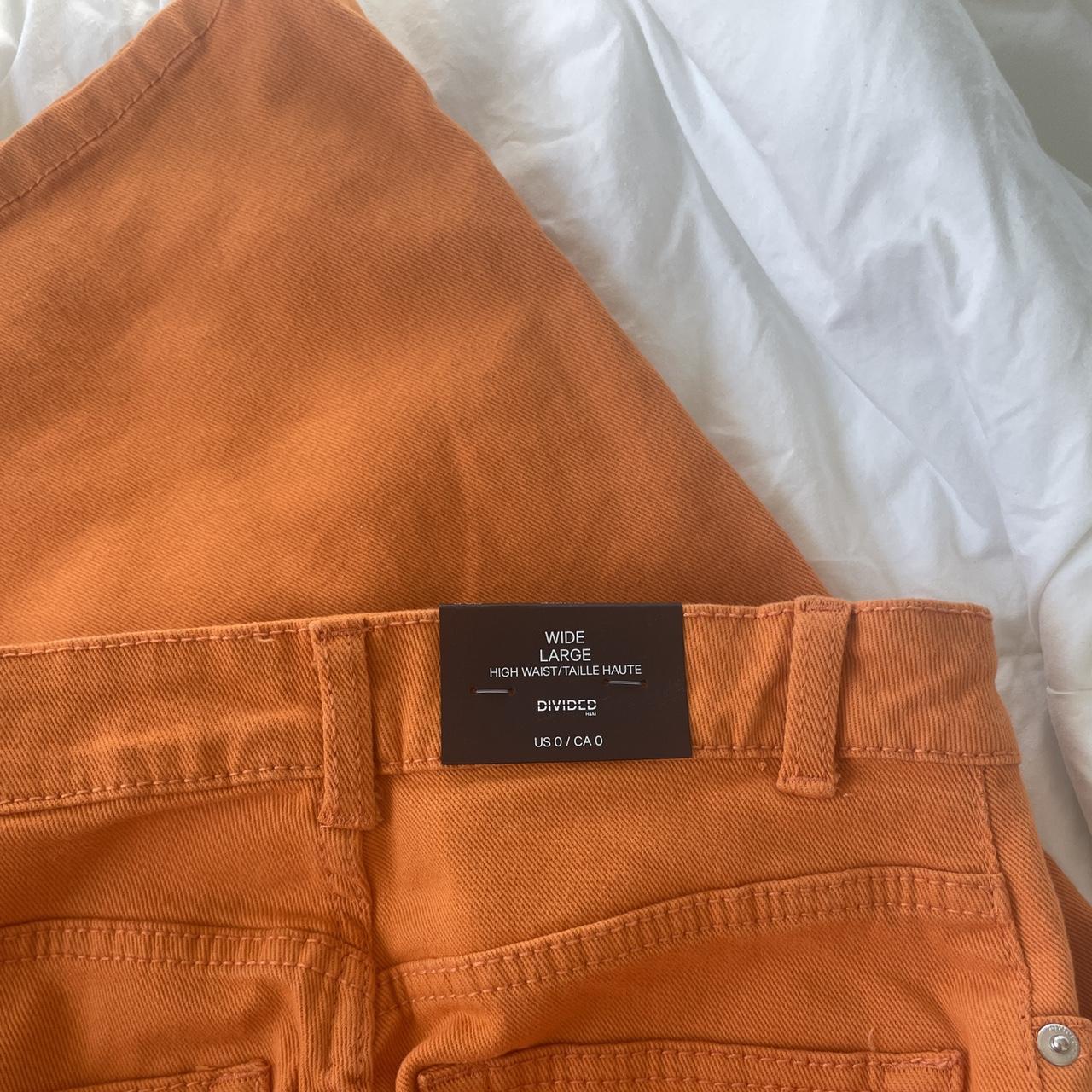 Orange H&M Wide Legged/ High Waisted Jeans Size 0 - Depop
