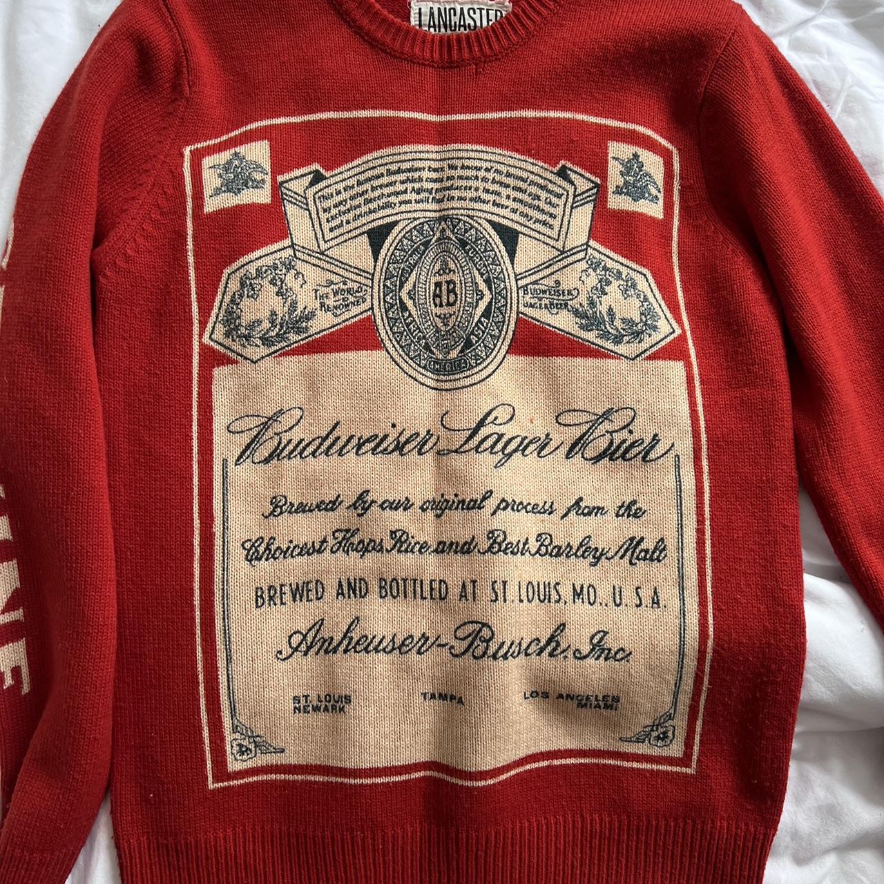 Budweiser sweater in great shape despite the snag (... - Depop