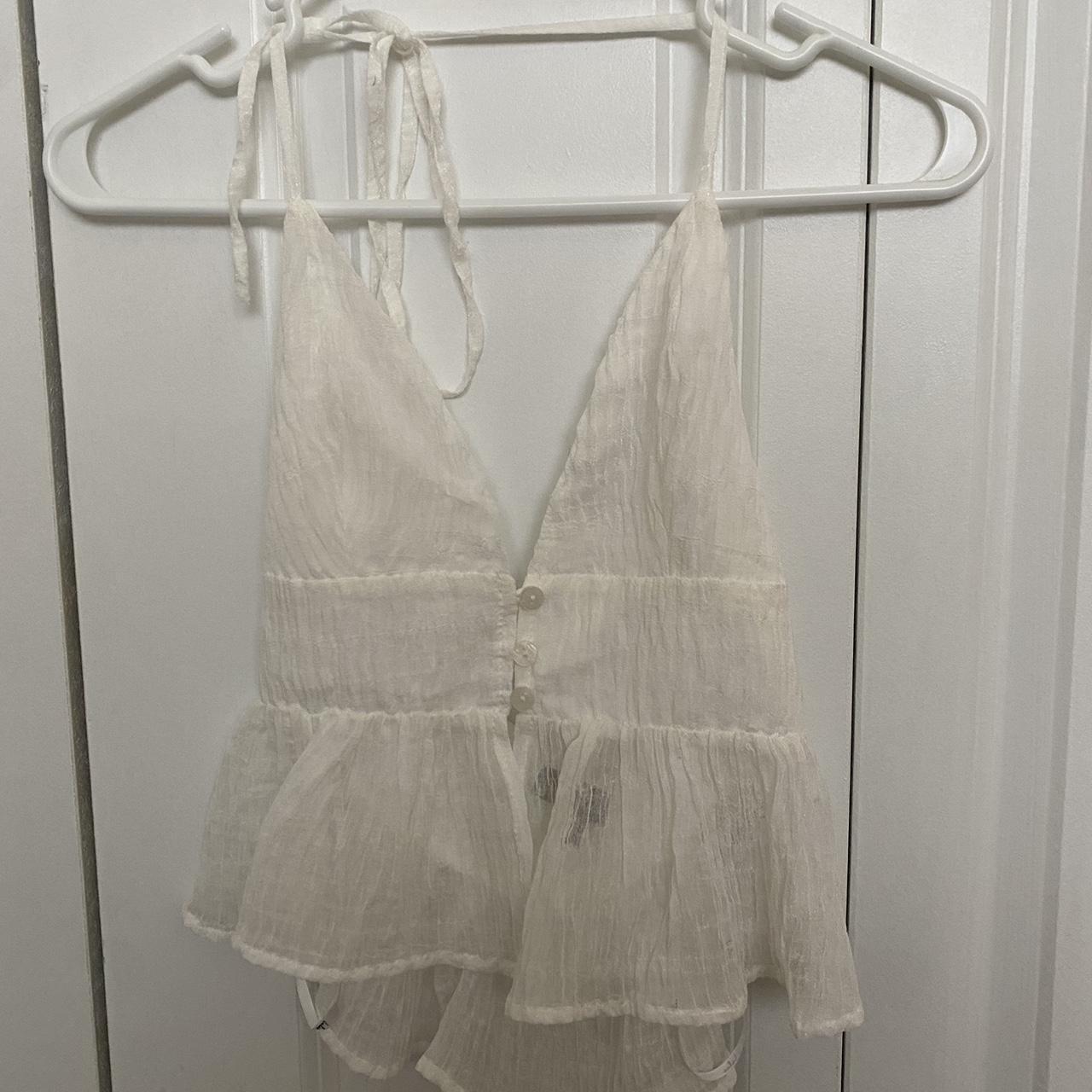 lulus white cami tie top in size xs. nwot and super... - Depop